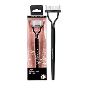 JAPONESQUE - Velvet Touch Lash Separator (0.43 x 5.79 x 1.18 inches) - Eyelash Comb Lash Separator Tool, Remove Mascara Clumps, Arc Lash Brush (Black)