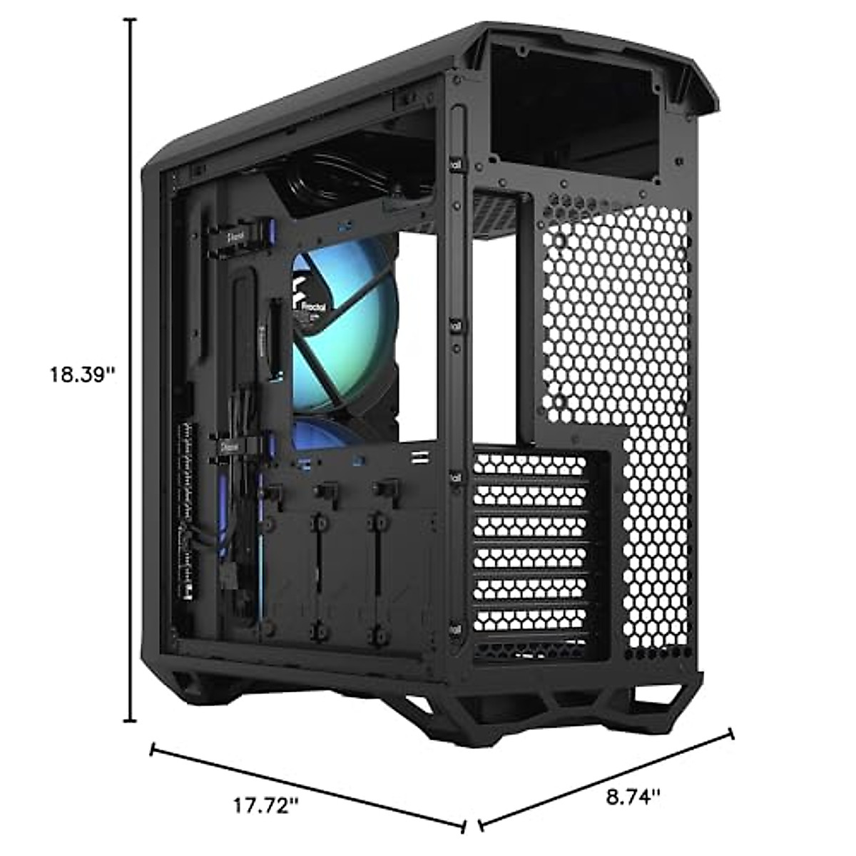 Fractal Design Torrent Compact RGB Black - Light Tint Tempered Glass Side Panels - Open Grille for Maximum air Intake - Two 180mm RGB PWM Fans Included - Type C - ATX Airflow Mid Tower PC Gaming Case