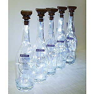 Square 8 Pack Solar Powered Wine Bottle Lights, 20 LED Waterproof Copper Cork Lights for Wedding, Christmas, Holiday, Garden, Patio, Pathway, Outdoor (Cool White)