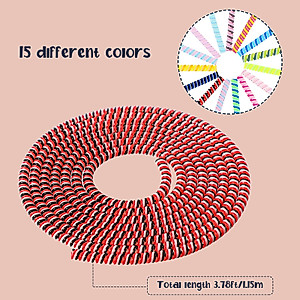 Frienda 15 Pcs Spiral Cable Protector Colorful PVC Spiral Phone Charger Headphone Cable Saver for USB Data Wire, Prevent Pets(45.3 Inch)