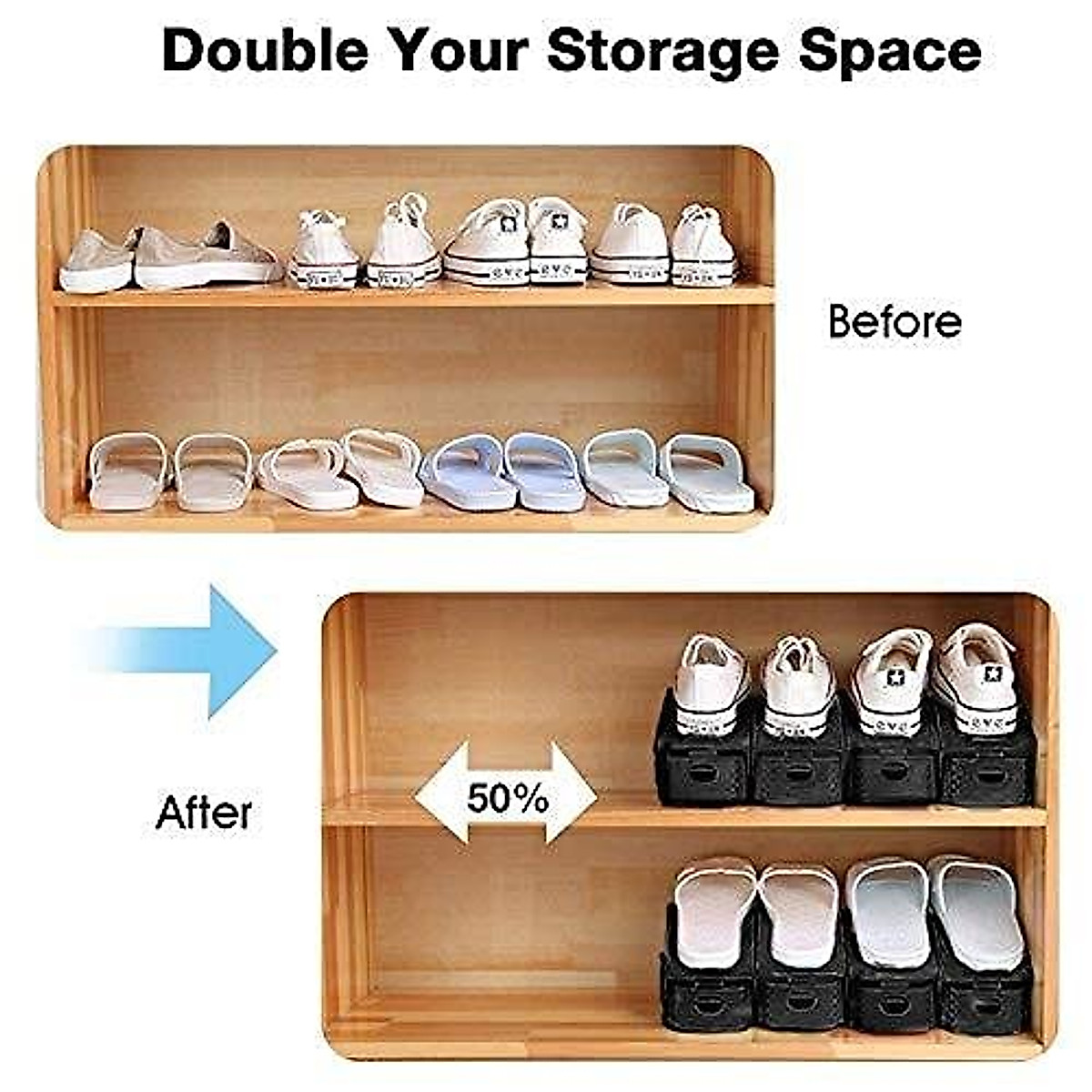 ZXY-NAN 10Pcs Shoe Slots Organizer Adjustable Shoe Stacker Double Deck Shoe Rack Holder Compatible with Closet Organization Home Yoga Studio Home Organization