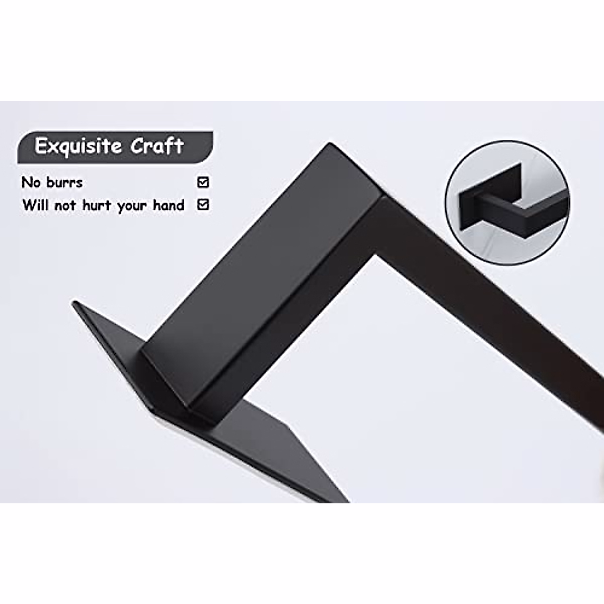 Vanloory Bathroom Towel Bar Self Adhesive, No Drilling Towel Rack Easy to Install, Hand Towel Holder Made of Premium Stainless Steel Sticky on Hand Towel Hanger for Kitchen, Toilet.(12IN, Black)