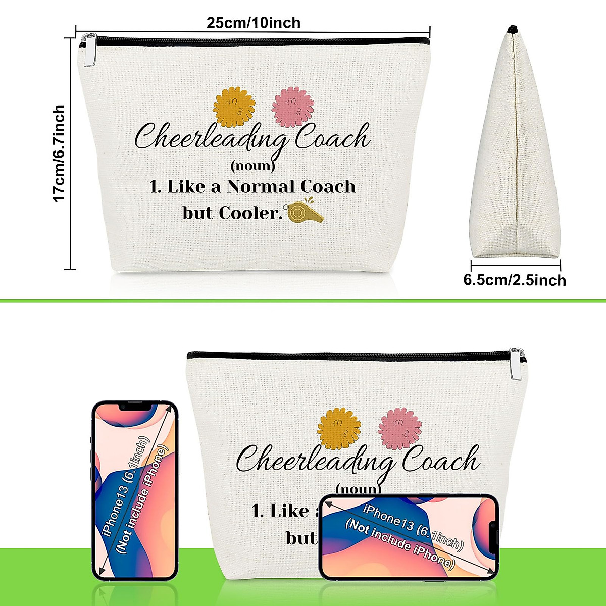 Gevody Cheer Coach Gift Cheerleading Coach Gifts Makeup Bag Cheer Mom Cosmetic Bag Thank You Appreciation Present for Cheerleader Team Mom Retirement Birthday Graduation Present Travel Cosmetic Pouch