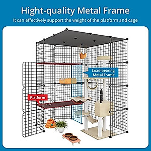 Eiiel Large Cat Cage Enclosures with Balcony Indoor DIY Cat Playpen Detachable Metal Wire Kennels Crate 2x3x3 Large Exercise Place Ideal for 1-3 Cat
