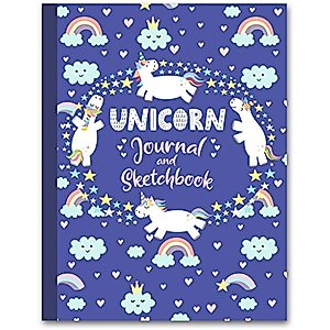 Unicorn Journal and Sketchbook: Journal and Notebook for Girls - Composition Size (7.5"x9.75") With Lined and Blank Pages, Perfect for Journal, Doodling, Sketching and Notes