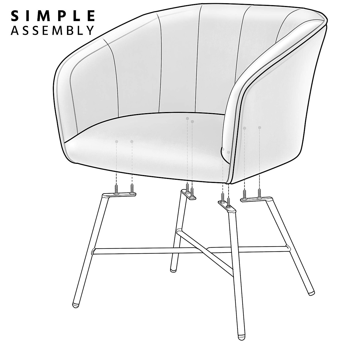 Topeakmart Modern Accent Barrel Chair Living Room Chair Velvet Accent Armchair with Metal Legs for Living Room Bedroom Home Office Grey