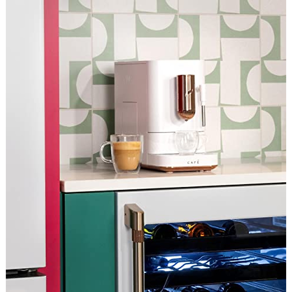 Café Affetto Automatic Espresso Machine + Milk Frother | Built-In & Adjustable Espresso Bean Grinder | One-Touch Brew in 90 Seconds | Matte White, 1.2 Liter, (C7CEBBS4RW3)