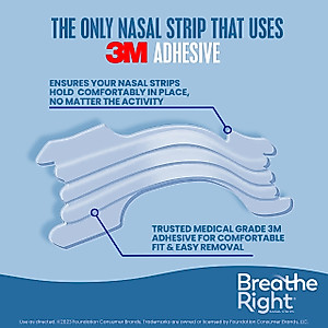 Breathe Right Nasal Strips | Extra Strength | Clear | For Sensitive Skin I Drug-Free Snoring Solution & Nasal Congestion Relief Caused by Colds & Allergies | 44 Count (Packaging May Vary)
