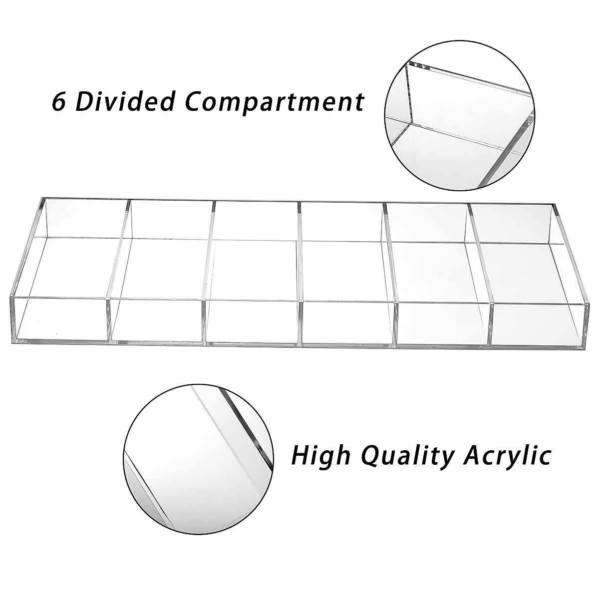 SOUJOY 2 Pack Acrylic Sunglasses Organizer, 6 Slot Clear Eyeglasses Storage Case, Stackable Eyewear Display Tray for Sunglasses, Fashion Eye Wear, Protective Glasses