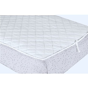 Waterproof Crib Flat Mattress Pad by QuickZip - 100% Cotton White - Luxuriously Soft! Pairs Perfectly with QuickZip Crib Zip-On Sheets