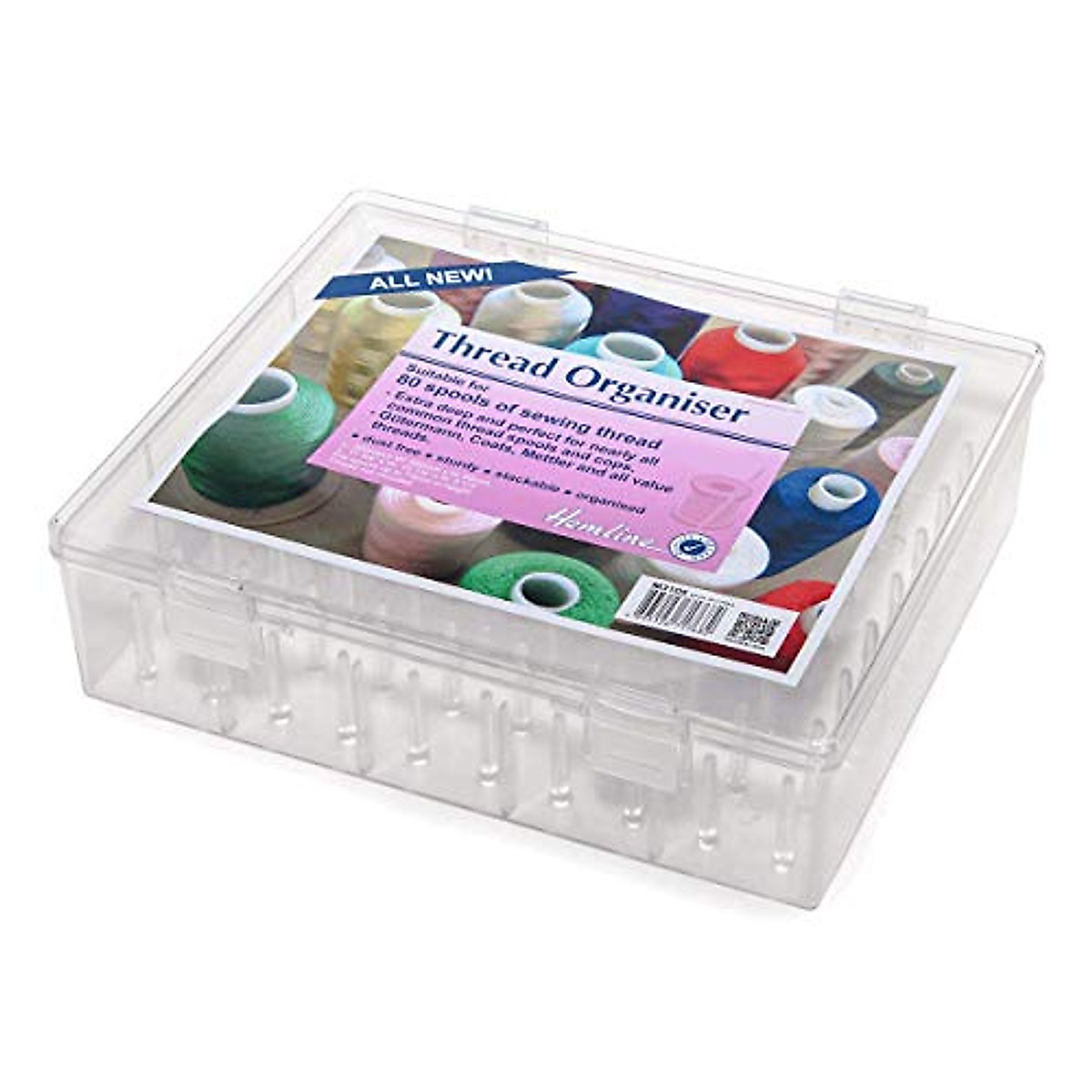 Hemline Extra Large Clear Thread Organizer - Holds Up to 80 Spools