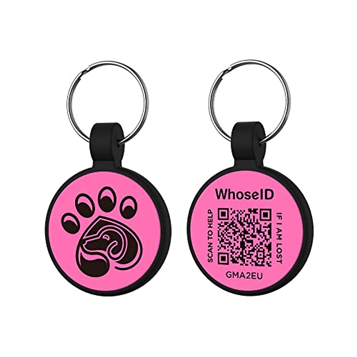 WhoseID QR Code Dog Tag, Pet ID Tag, Dog ID Tag, Waterproof Lightweight Silent Pet ID Tag, Modifiable Free Pet Online Profile, Multiple Contact Information, Scan QR Code Send Pet Location (Paw, Rose)