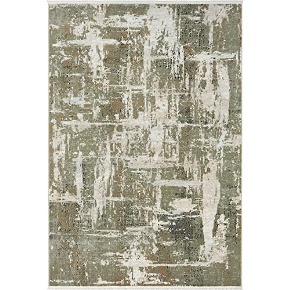 Abani Savoy Collection Area Rug - Contemporary Green/Cream Design - 5'3" x 7'6" - Easy to Clean - Durable for Kids and Pets - Non-Shedding - Medium Pile - Soft Feel -for Living Room, Bedroom & Office