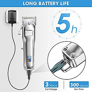 oneisall Dog Clippers for Grooming Professional Cordless Hair Shears Trimmers for Thick Coats,8 Guide Guards with Metal Blade for Dogs and Cats Animals