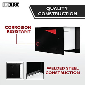 Ilyapa Tab Design Mailbox, Black & White Powder Coated Steel Heavy Duty Curbside Welded Mailbox, All Weather Durable & Corrosion Resistant, Stainless Steel Hinges and Magnetic Door