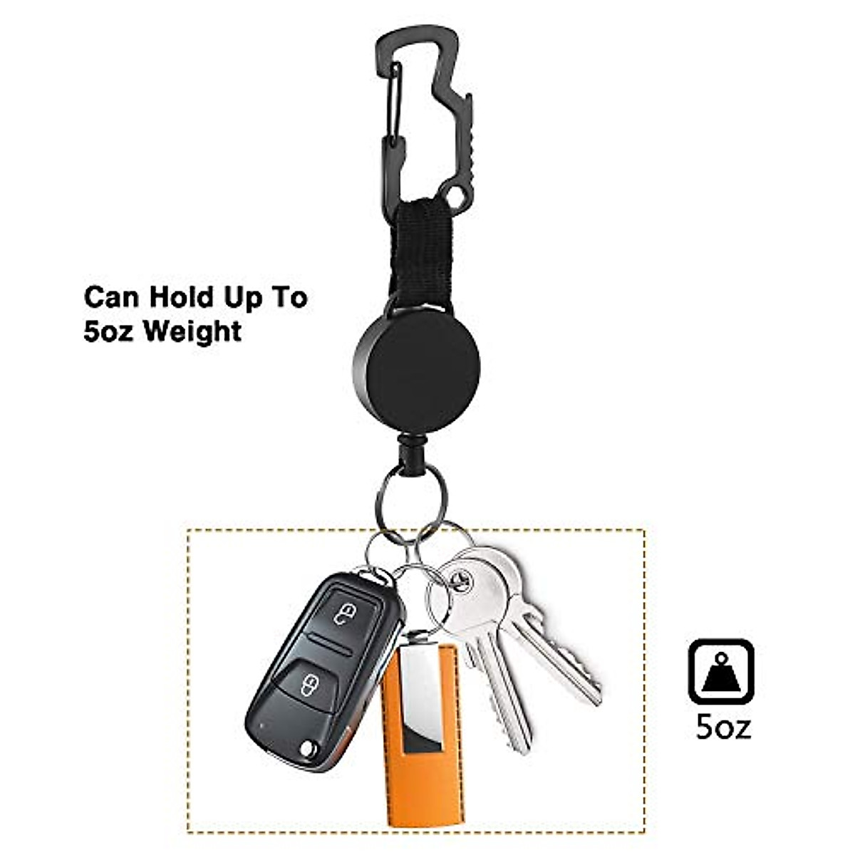 DELSWIN Retractable Key Chain Key-Rings - Heavy Duty Key Holder Belt Clip with Multitool Carabiner, Keychain Lanyard Badge Reels (Pack of 3)