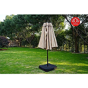 Kozyard Butterfly 14' Outdoor Patio Double-Sided Aluminum Umbrella with Crank and Base (Beige)