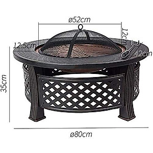 LEAYAN Garden Fire Pit Portable Grill Barbecue Rack Outdoor Fire Pit - 31 Inch Large Bonfire Wood Burning Patio & Backyard Firepit for with Spark Screen with Cover BBQ Cooking for Camping Backyard
