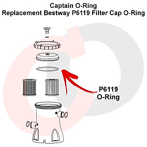 Captain O-Ring Replacement P6119 (P6119ASS16) O-Ring for Bestway Flowclear Pump Filter Cap Cover (2 Pack) [See Details for Compatible Filter Models]