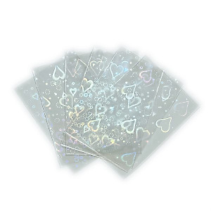 SpireHues Kpop Holographic Photocard Sleeves - 100 Pack with Heart Design, Twinkling Laser Flashing Design. Protect Your Kpop Photocard, Heart, 58x89