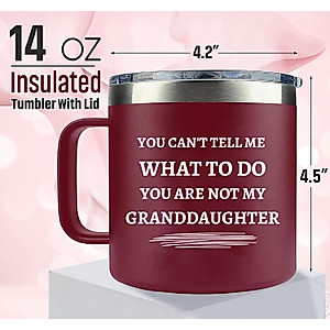 Edizzone 14Oz Mug (You Are Not My Granddaughter) (Bordeaux) Grandma Grandpa Gifts for Christmas - Best Grandma Birthday Gifts - Gifts for Grandma From Granddaughter - Funny Grandmother Christmas Gift