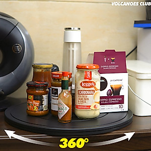 VOLCANOES CLUB 16 Inch Lazy Susan Turntable - Heavy Duty Rotating Swivel Steel Ball Bearings - Flat Base Stand for TV/Computer/Monitor/Arts/Crafts/Bonsai/Statue/Cabinet Organizer (Plastic&Black)