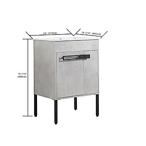 Maotifeys Wall Mounted & Free Standing Bathroom Vanity with Sink Modern 24" Bathroom Vanity with Storage Cabinet Wood Bath Vanity w/Ceramic Sink for Small Space