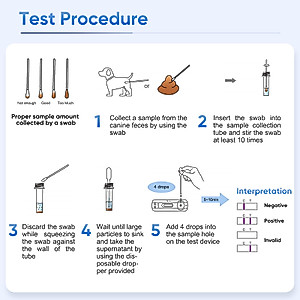 PawsXfun Dogs & Cats GIA Test Kit - Accurate & Quick 5-Pieces Home Detection of Giardia in Feces/Vomit in 5-10 Minutes! Easy to Use Non-Invasive Early Diagnosis Tool Suitable for All Breeds & Ages