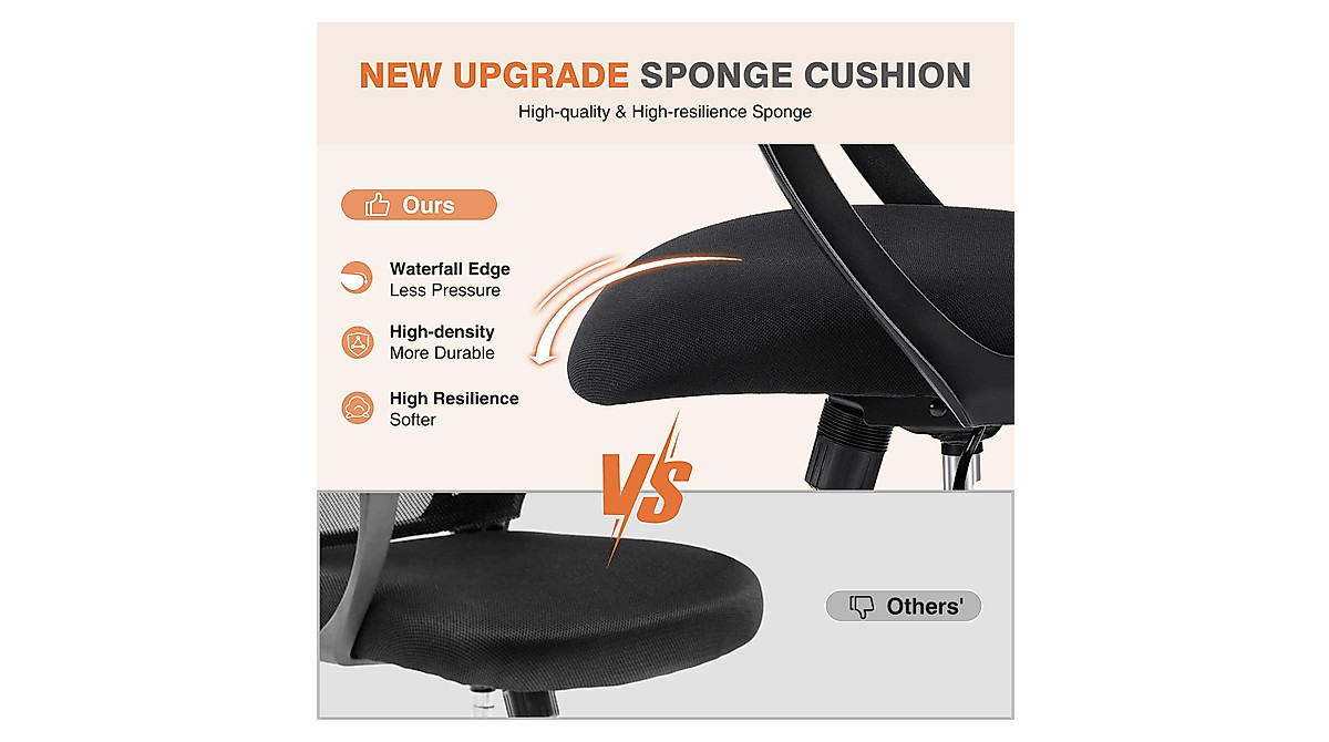 Sweetcrispy Ergonomic High-Back Desk Chair for Comfort