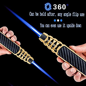 Butane Kitchen Torch Lighter - Refillable Culinary Cooking Torch with Lock and Adjustable Flame, for Creme Brulee,Desserts, BBQ and Baking (Butane Gas Not Included)