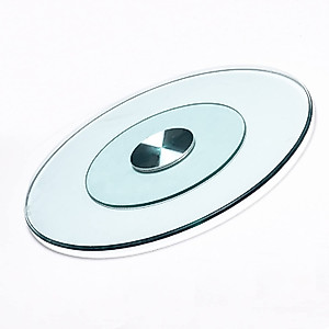 ADKINC Tempered Glass Lazy Susan Turntable for Round Table, Lazy Susan Swivel ,Kitchen Dining Round Lazy Susan Turntable Bearings.80cm（12-Inch, Transparent）