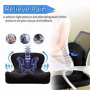 HamRoRung Office Chair Cushions for Back and Butt, L-Shaped, Office Seat Cushion with Hollow Design Tail, Strong Wrapping and Support
