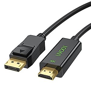 UVOOI DisplayPort to HDMI Cable 4K 10-Feet, Display Port (DP) to HDMI Male to Male Adapter Cable for All DP Modes - Gold-Plated