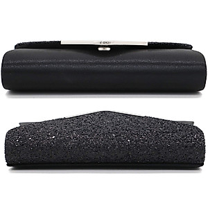 ZIUMUDY Sparkly Glitter Evening Envelop Clutches Shoulder Chain Bags Bridal Wedding Clutch Purse Wallet (Black)