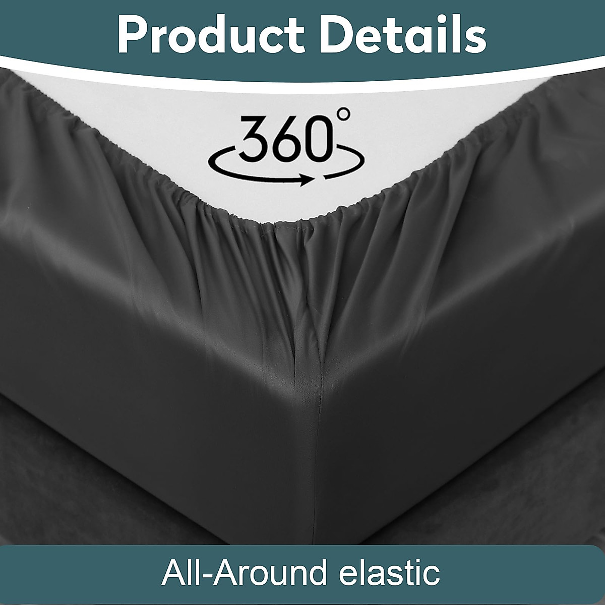 Toodou Soft Brushed Microfiber Black Twin Size Fitted Sheet-Comfortable and Durable Fitted Sheets-The Mattress Covers Made of Premium Fabric Which Have Great Breathability