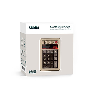 8Bitdo 18 Key Retro Mechanical Numpad, Supports PC & Standard Calculator Mode, Hot-swappable, PC Calculator Shortcut Button, Bluetooth/2.4G/Wired for Windows and Android - C64 Edition