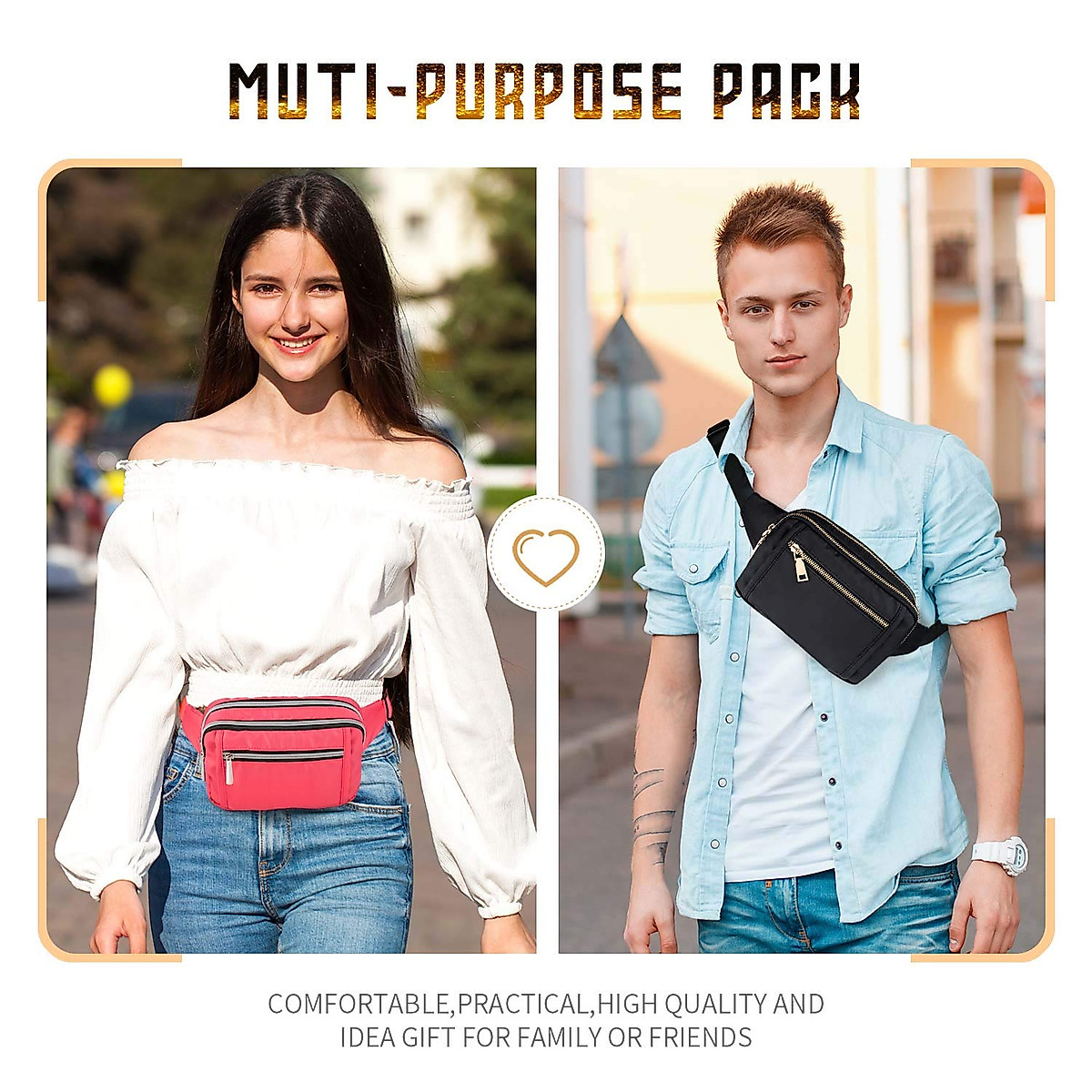 Fanny Packs for Women Men, Fashion Waist Pack Belt Bags for Teen Girls with Multi-Pockets Adjustable Belts, Cute Fanny Pack Bum Bag for Disney Travel Hiking Cycling Running