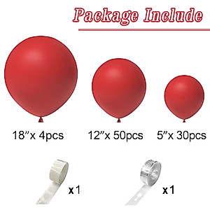 Red Balloons 84 pcs Red Balloons Garland Arch Kit 5 inch +12 inch +18 inch Matte Red Latex Balloons Happy Birthday Balloons Baby Shower Decorations Wedding Balloons
