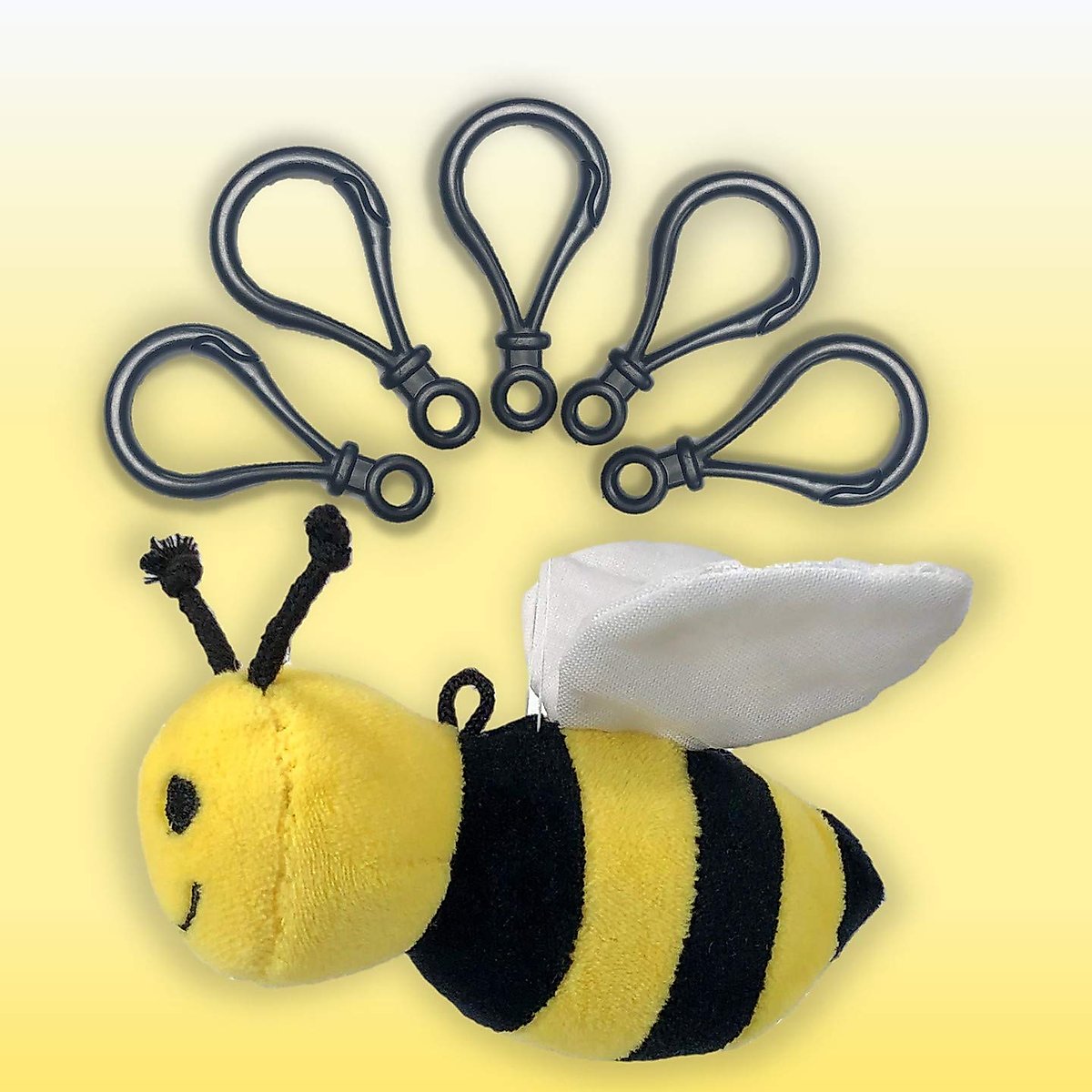 Set of 5 Realistic-Looking Toy Plush Soft Stuffed 5" Honey Bees with Crinkle Wings