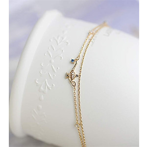 N+A Cute Layered Aladdin Genie Lamp Bracelet for Women Girls Sterling Silver Crystal Charms Hand Chain Trendy Birthday Christmas Party Holiday Jewelry BFF Gift for Mom Daughter (Gold)