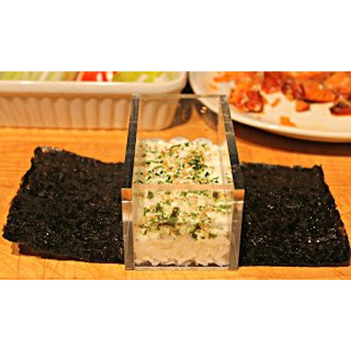 Clear Acrylic Musubi Rice Press Maker with Rectangular Handle Food Safe