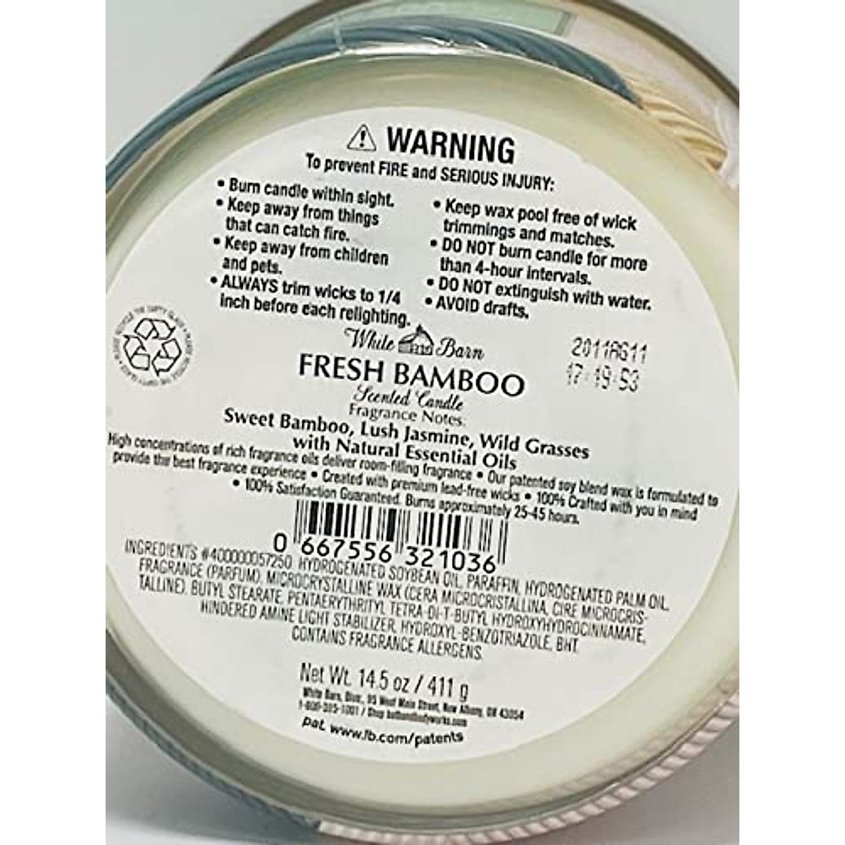 Bath & Body Works, White Barn 3-Wick Candle w/Essential Oils - 14.5 oz - 2022 Spring Scents! (Fresh Bamboo)