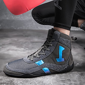 Unisex Wrestling Shoes for Men Women Boxing Shoes Youth Kick Fighting Shoe Boxing Sneaker,Gray