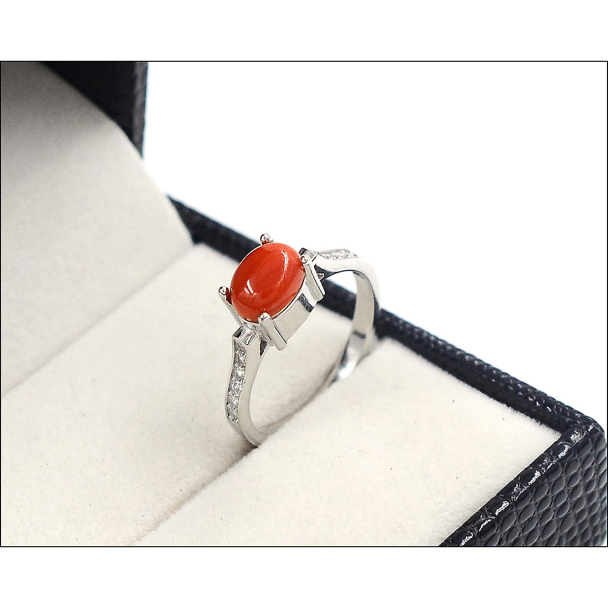 925 Sterling Silver Natural Red Coral 8X6 MM Oval Cut May Birthstone Solitaire Unisex Proposal Ring Engagement Gift For Bridal (Yellow Gold Rhodium Plated Silver, 6.5)