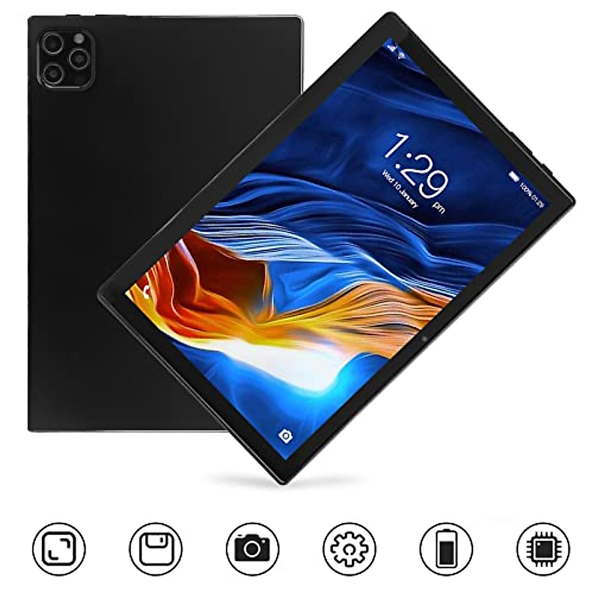 Black Tablet, 10.1 Inch Tablet for 12.0 6GB 128GB for Work (US Plug)