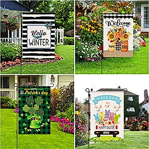 Garden Flag Set of 10 Double Sided 12 x 18 Inch Yard Flag Halloween Small Garden Flags for Outside Christmas Welcome Seasonal Fall Garden Flags Decor for Outdoor Holiday Decorations
