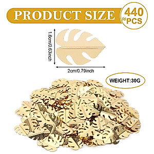 Palm Leave Gold Confetti for Table Decoration, Gold Foil Leaves Hawaiian Party Table Decor, Aloha Party Anniversary Bridal Shower Luau Party Wedding Birthday Cake Decor, 30g