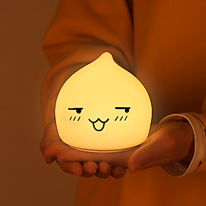 Night Light for Kids, Sweet Kawaii Lamp Dumpling Light, Cute Face Waterdrop Nightlight Great Gift Idea for Battery Powered Night Lights Silicone Portable Nursery for Baby Toddler Teen Bedrooms
