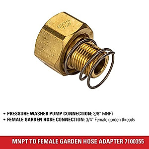 Simpson Cleaning 7100355 Replacement 3/4-Inch Female Garden Hose for Pressure Washer Pumps, 3/8-Inch MNPT, Gold