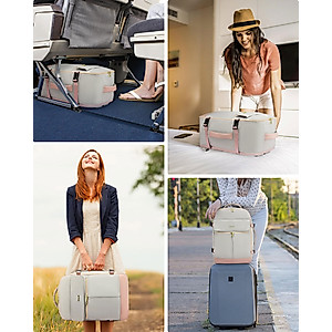 LOVEVOOK Carry On Backpack, 40L Travel Backpack Women with 3 Packing Cubes, TSA Airline Approved Suitcase Bag as Personal Item, Waterproof 17 inch Laptop Backpack for Weekender Overnight,Grey Pink